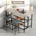 MOOSENG 3-Piece Kitchen Island Set with Storage, Wooden Bar Table and 2 ...