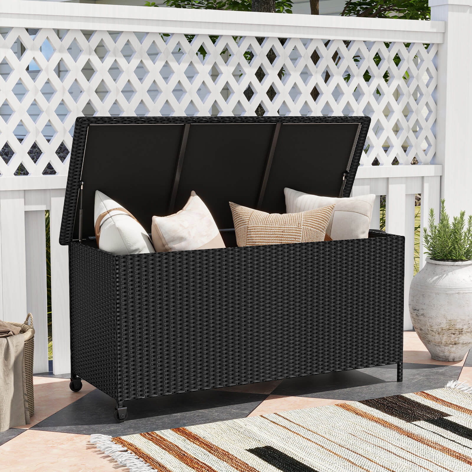 Click here for Costway 85 Gallon Rattan Deck Box With Waterproof... prices