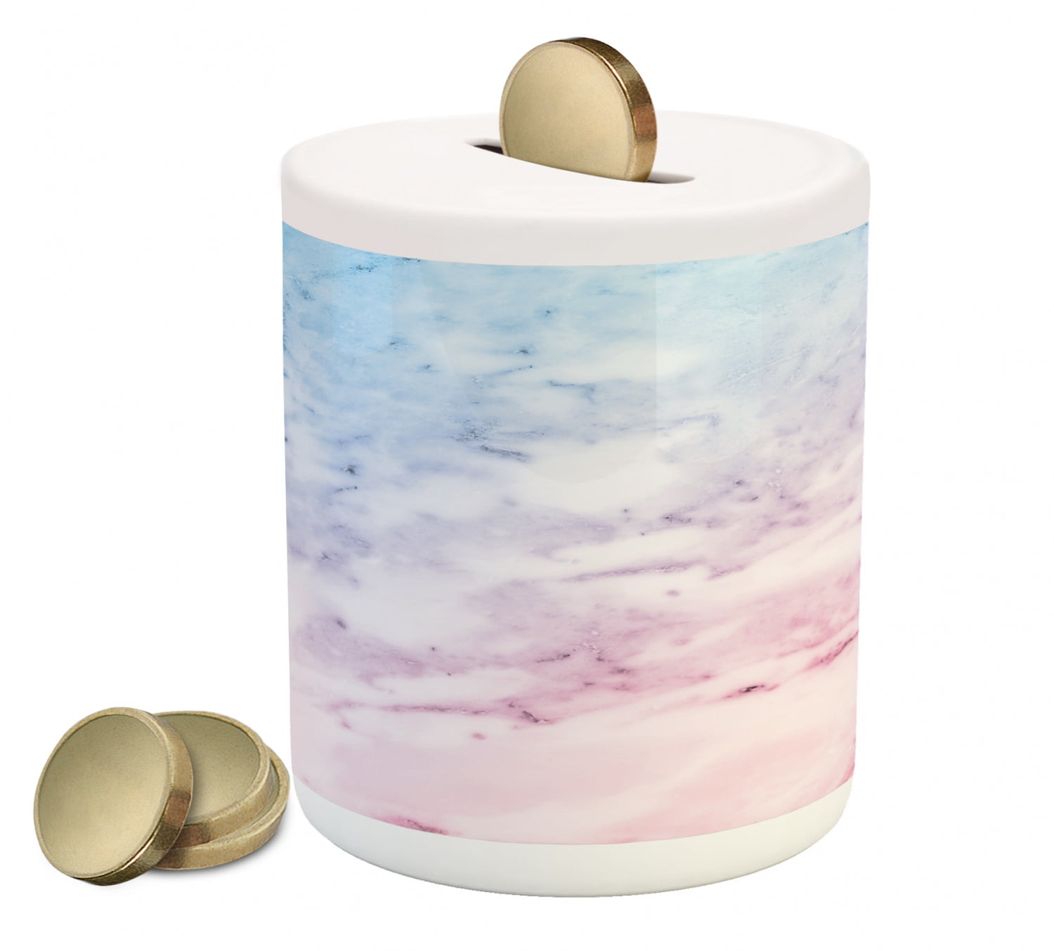 Marble Print Piggy Bank, Pastel Toned Cloudy Crack Lines Stained ...