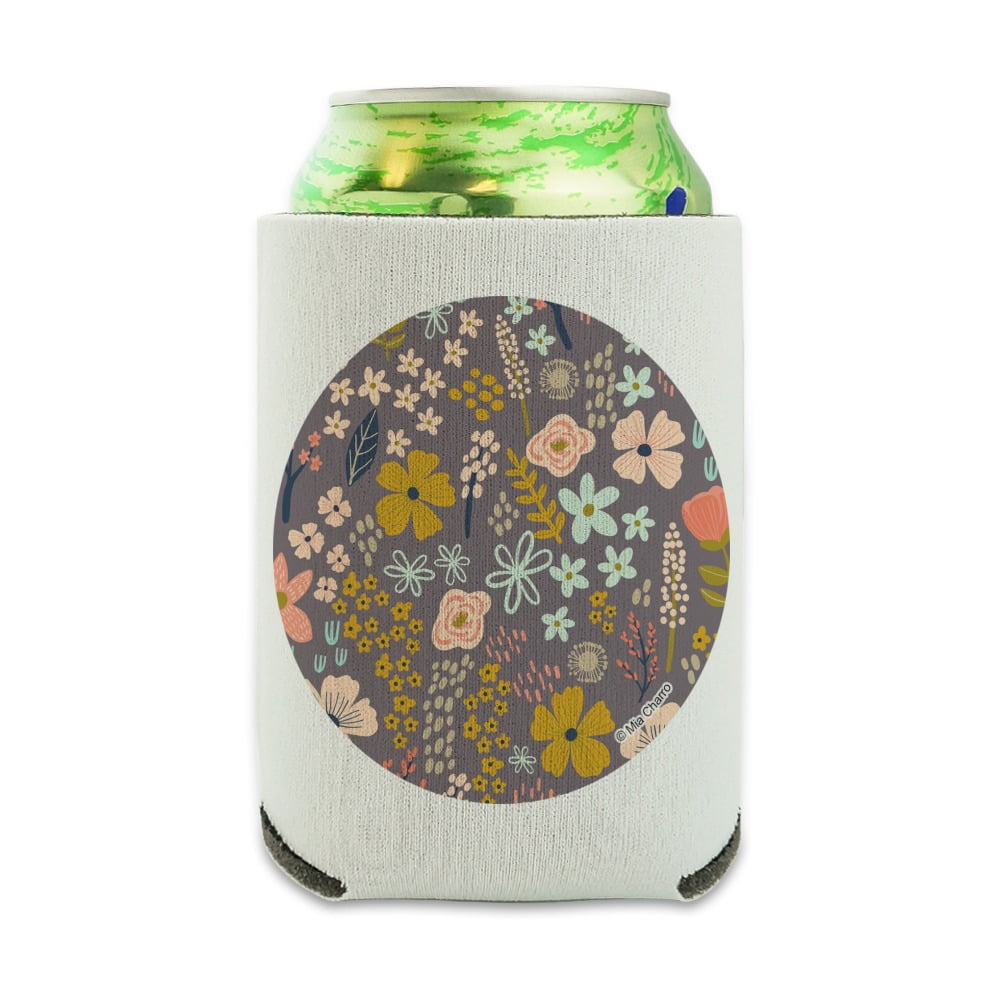 Mimi Flowers Floral Garden Can Cooler - Drink Sleeve Hugger Collapsible ...