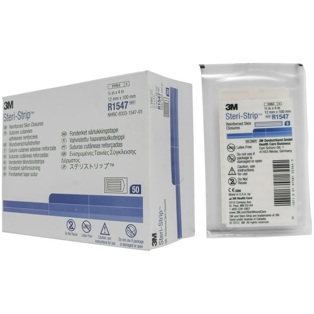 3M R1547 Steri-Strip Skin Closure Strips - 1/4" x 4" - Box of 50 ...