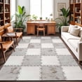 Abstract Gray Patchwork Area Rugs 2.7x5ft Country Farmhouse Minimalist ...
