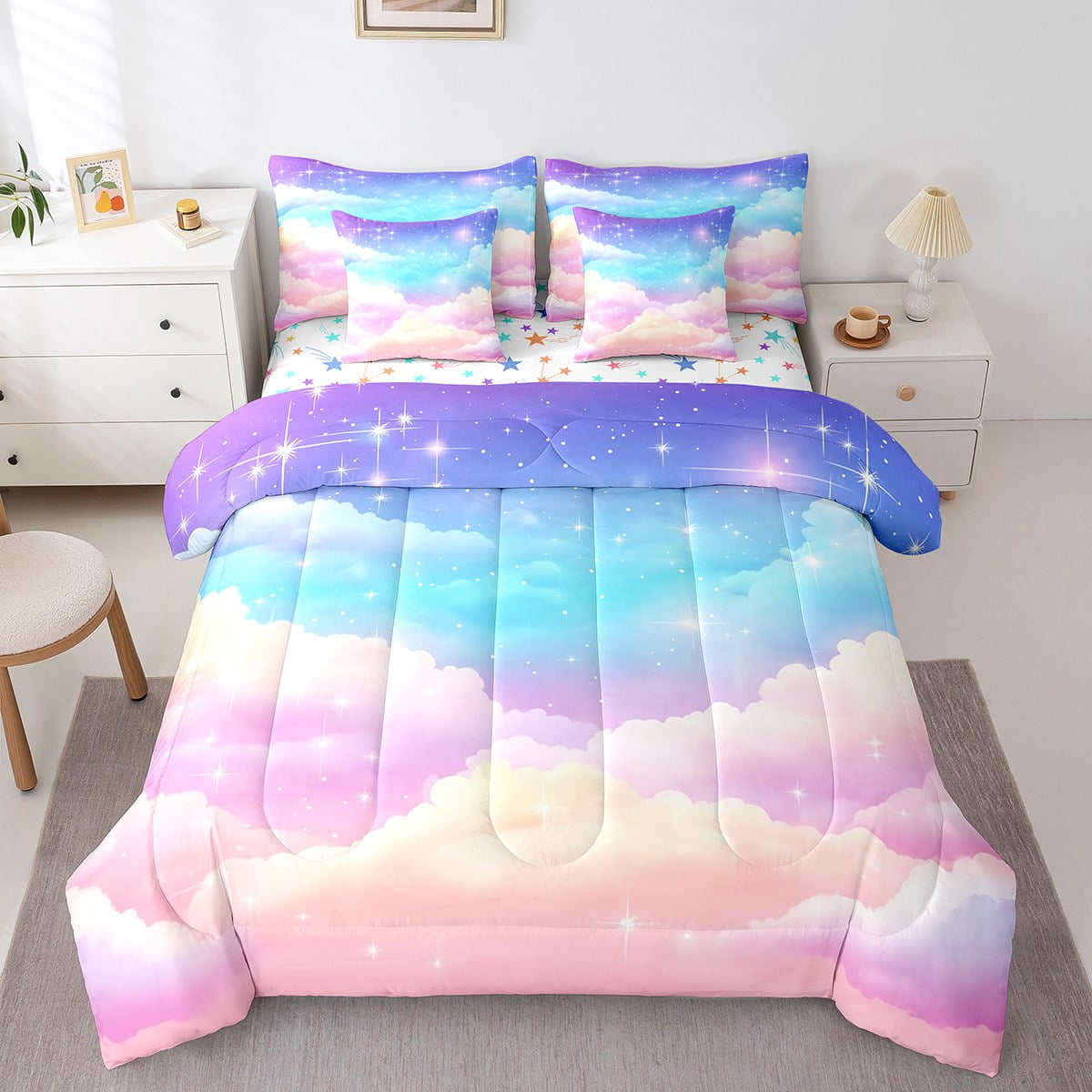 Click here for Erosebridal Dreamy Galaxy Stars Bed In A Bag Twin... prices