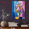 Modern Abstract Multicolor Tulip Flower Wall Art - Pink Blue Purple ...