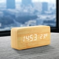 Oct17 LED Wooden Desk Clock Alarm Snooze Voice Control Timer ...