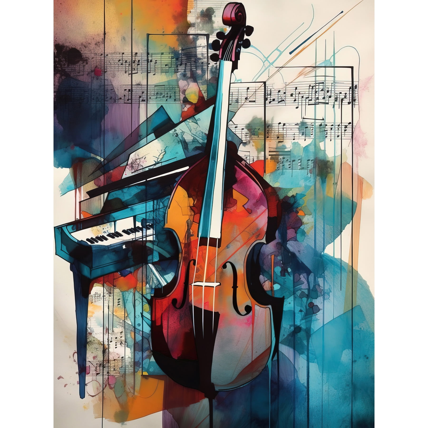 Violin and Piano Classical Music Note Melody Concerto Abstract Modern ...