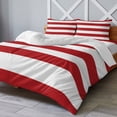 4 Piece Duvet Cover Set Queen, Christmas Red White Striped Soft ...