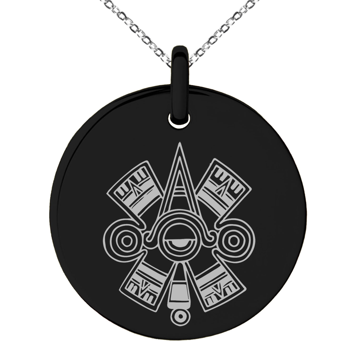 Stainless Steel Aztec Ollin Third Eye Rune Engraved Small Medallion ...