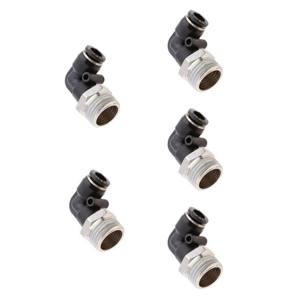 5 Pieces Male Thread Elbow Connector Quick Fitting Black -L8-04 ...