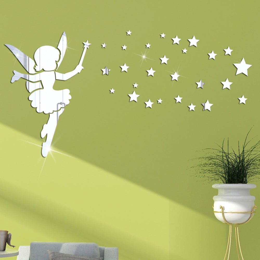 Mirror Decor Fairy Magic Wand Star Wall Sticker Removable Wall Art ...