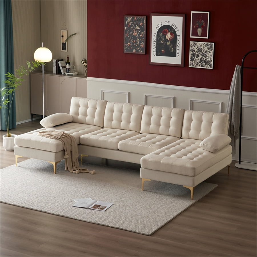 U-Shaped Sectional Sofa, Indoor Combination Sofa with Soft Bag Armrest ...