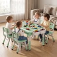 AILEEKISS Kids Table and 4 Chair Set, Children Lego Table Play Activity ...