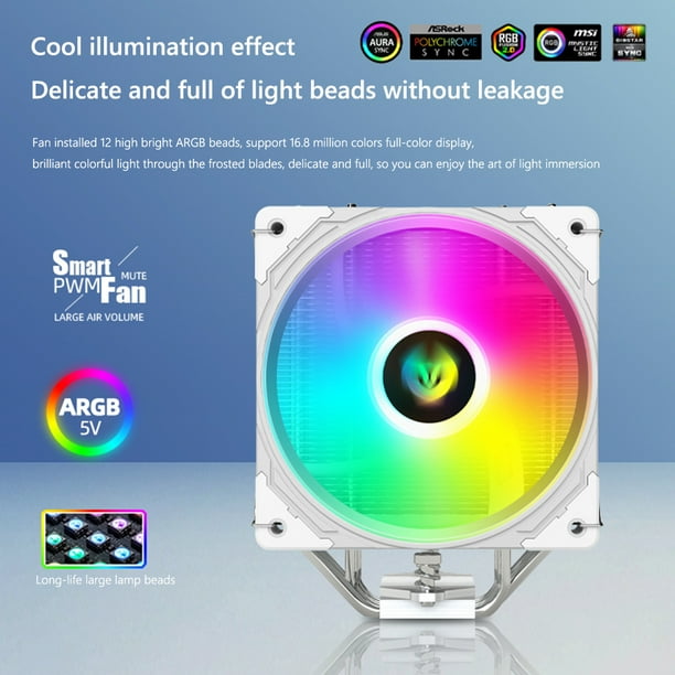 Clairlio COOLMOON ARGB CPU Cooler 4 Heat Pipe Fan FDB Hydraulic Bearing ...