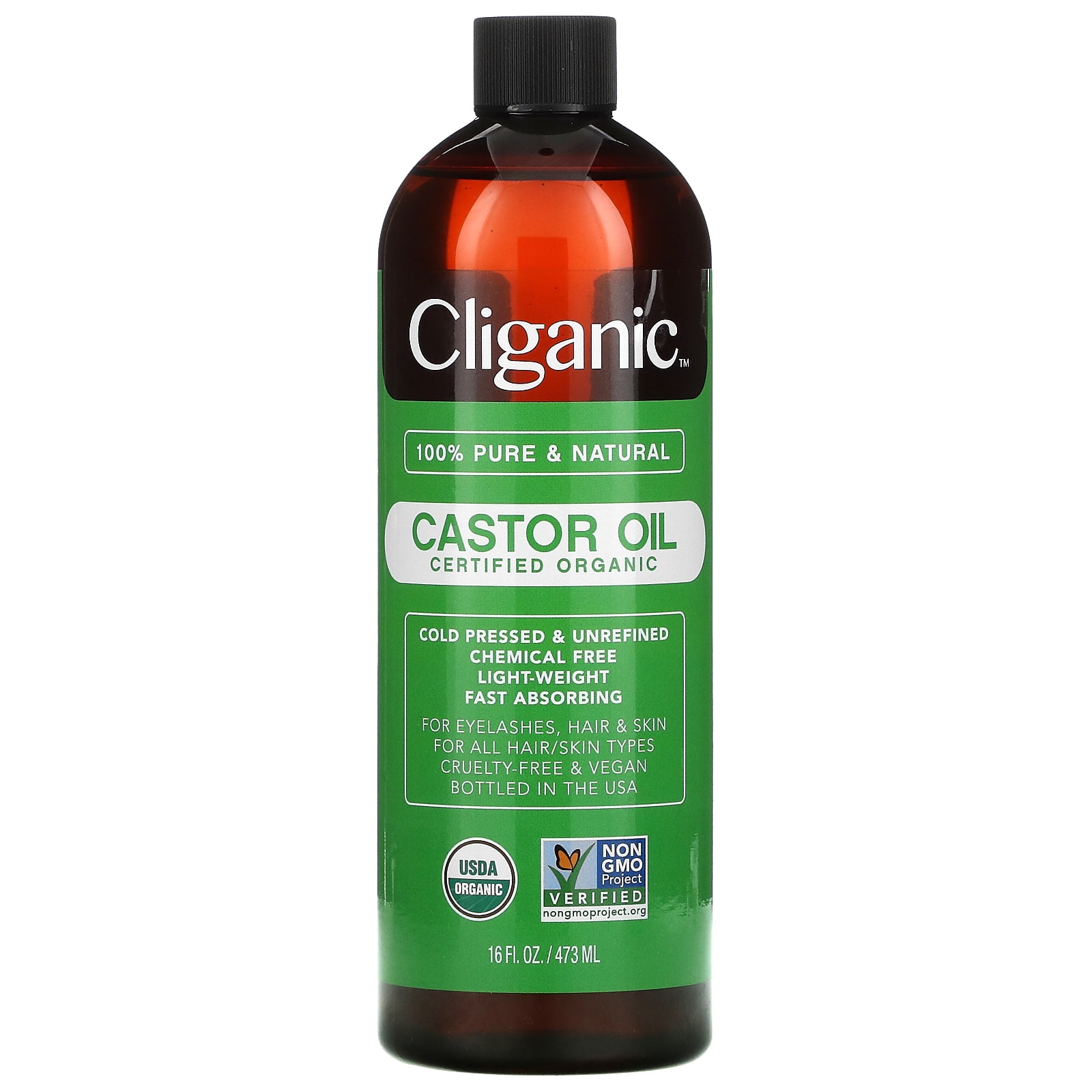 Cliganic USDA Organic Castor Oil, 100% Pure (16oz with Eyelash Kit ...