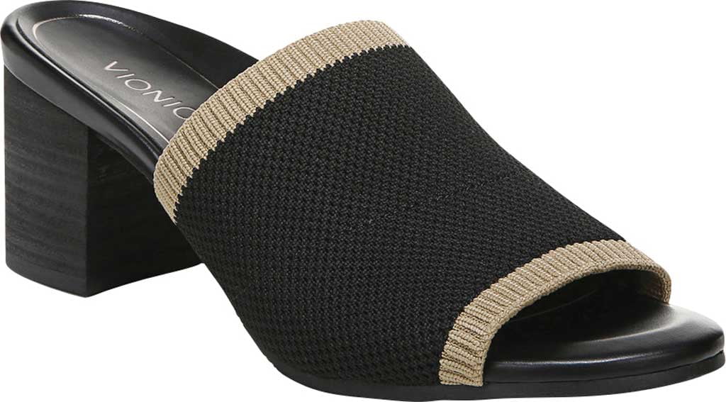 Women's Vionic Fleur Heeled Slide Black Knit - Walmart.com