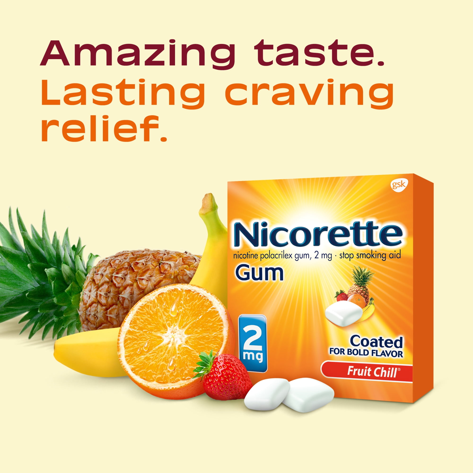 Nicorette Nicotine Gum, Stop Smoking Aids, 2 Mg, Fruit Chill, 160 Count ...