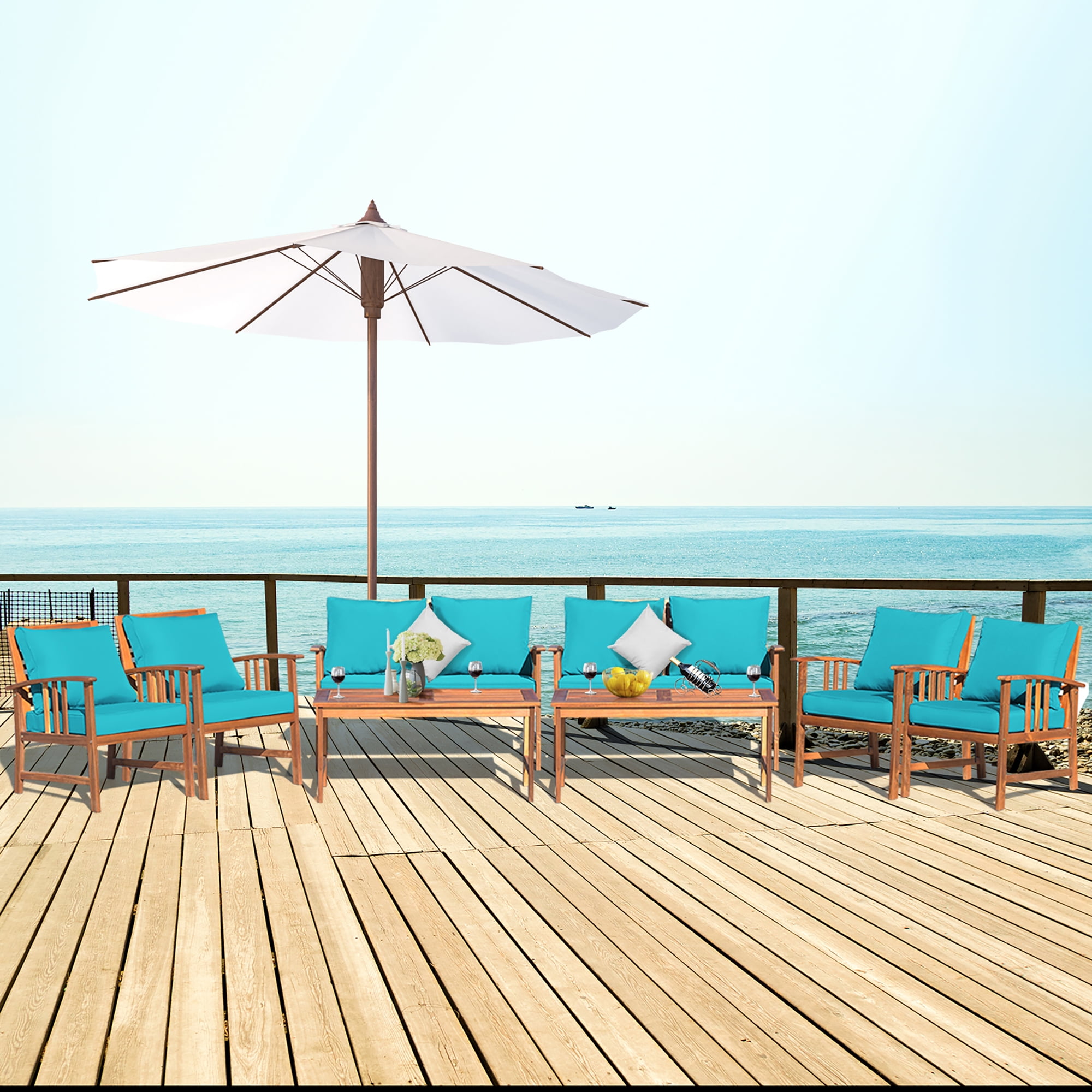 Click here for Costway 8pcs Wooden Patio Furniture Set Table Sofa... prices