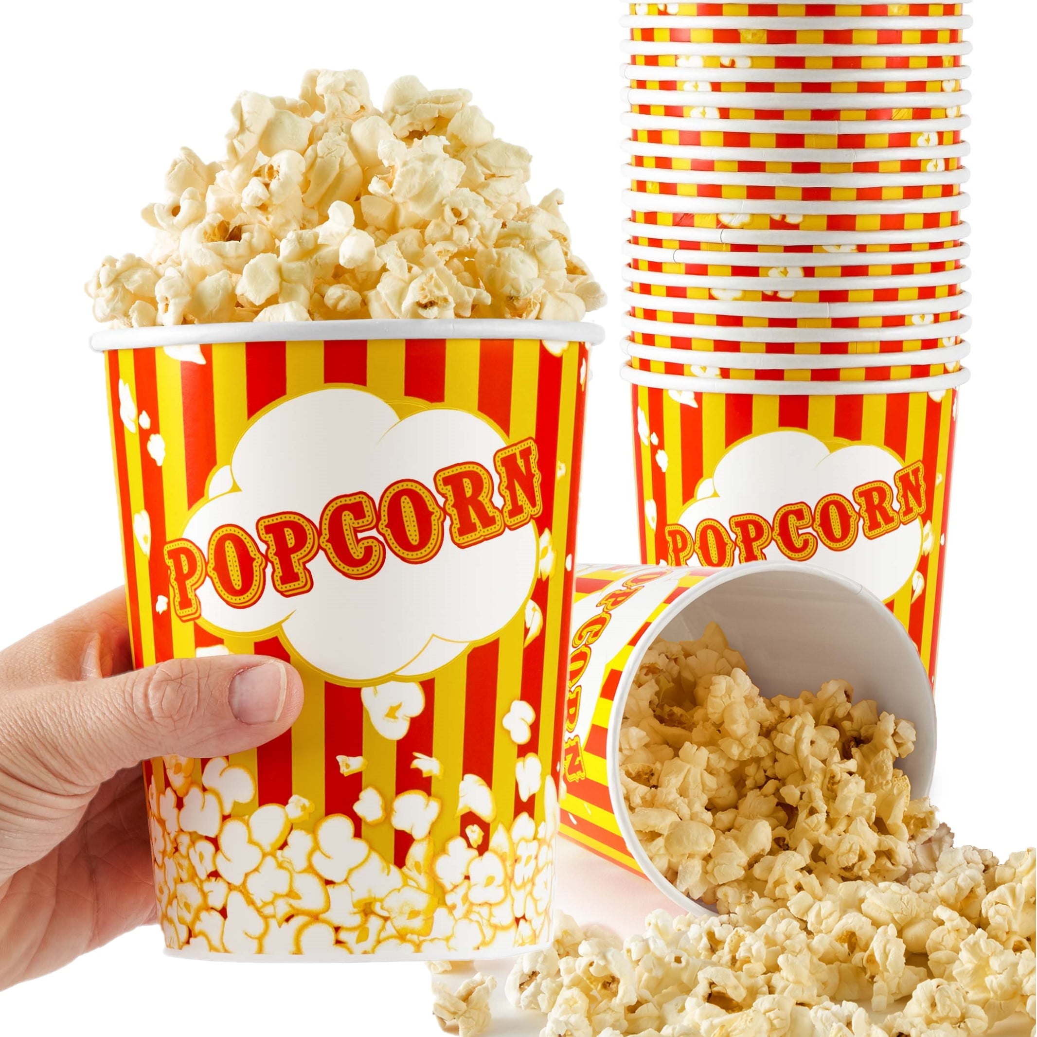32 Oz Popcorn Buckets, Disposable Popcorn Containers (25 Count), Large ...