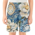 BZSMCE Adjustable Drawstring Casual Shorts With Blue Yellow Gardenia ...