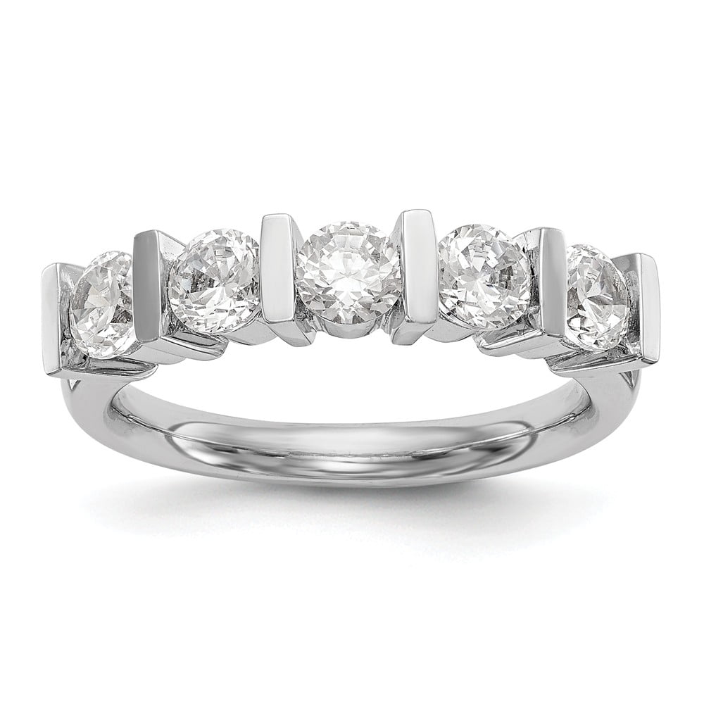AA Jewels - Solid 14K White Gold Five Stone Diamond Wedding Ring Band ...