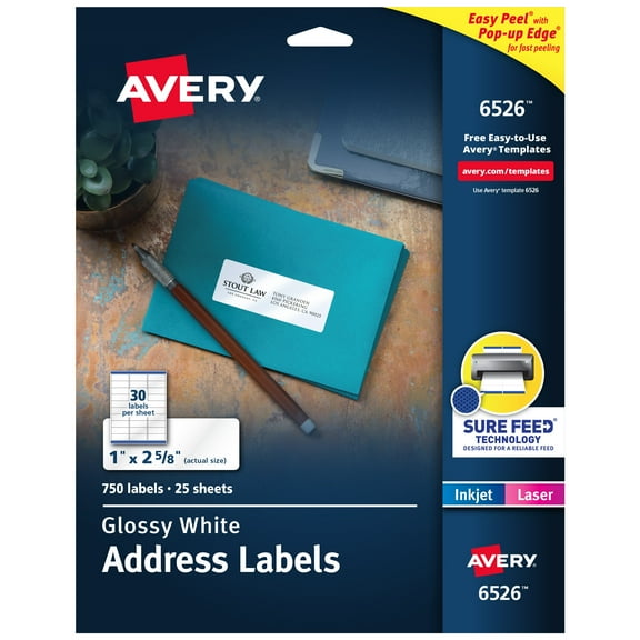 Avery 5260 Easy Peel White Address Labels, 1" x 2-5/8", 750 Labels ...