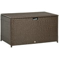 Outsunny 113 Gallon Deck Box, Rattan Outdoor Storage Box, Waterproof ...