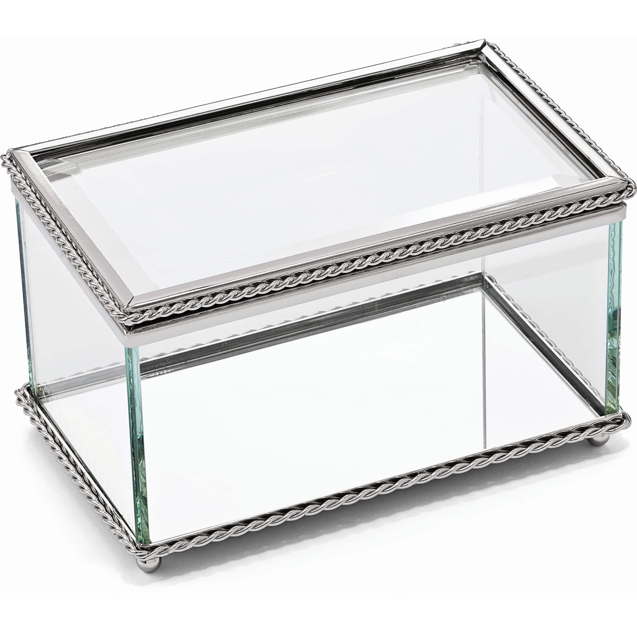 Fashion Nickel-Plated Hinged Rectangular Glass Box (5 X 3) Made In ...
