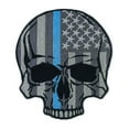 PinMart's Thin Blue Line Skull Embroidered Iron-On Patch - 5 Pack ...