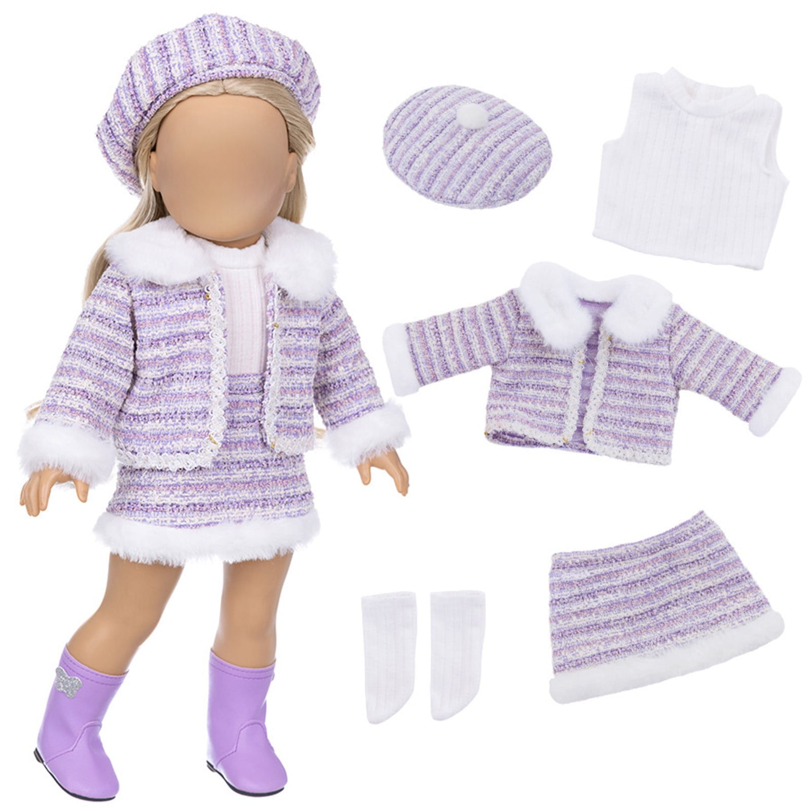 Click here for Staron 18 Inch Doll Clothes Winter Set  Plaid Coat... prices