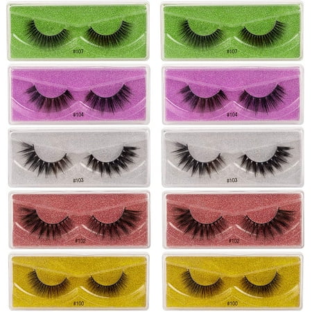 Faux ink Eyelashes 10 Pairs 5 Styles ixed Lashes Pack Fluffy Volume ...