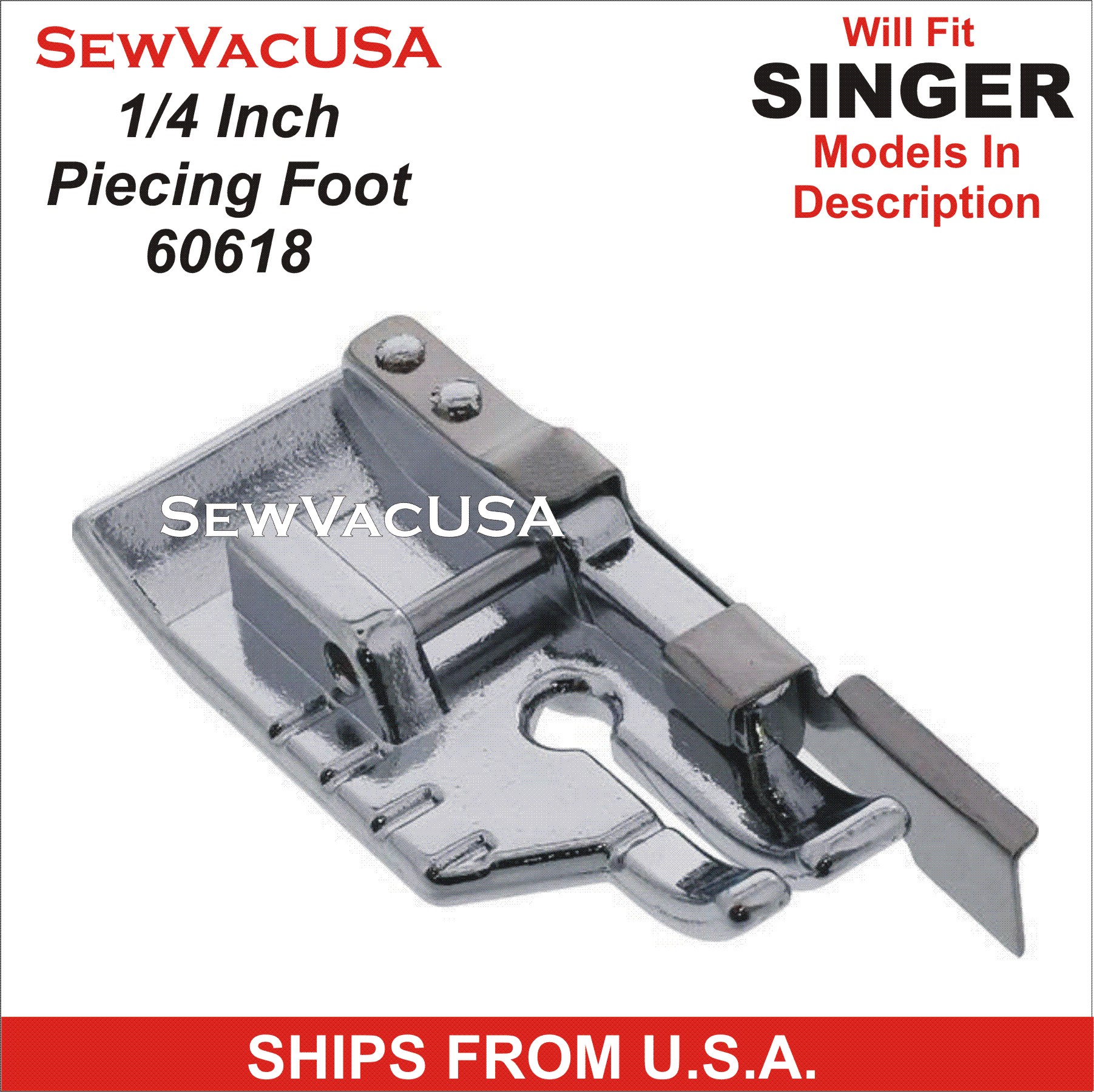 Singer Compatible Tradition 1 4 Inch Piecing Foot With Guide P60618 See