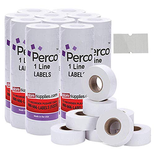 Perco 1 Line White Labels - 10 Sleeve, 80,000 Blank Pricing Labels for ...