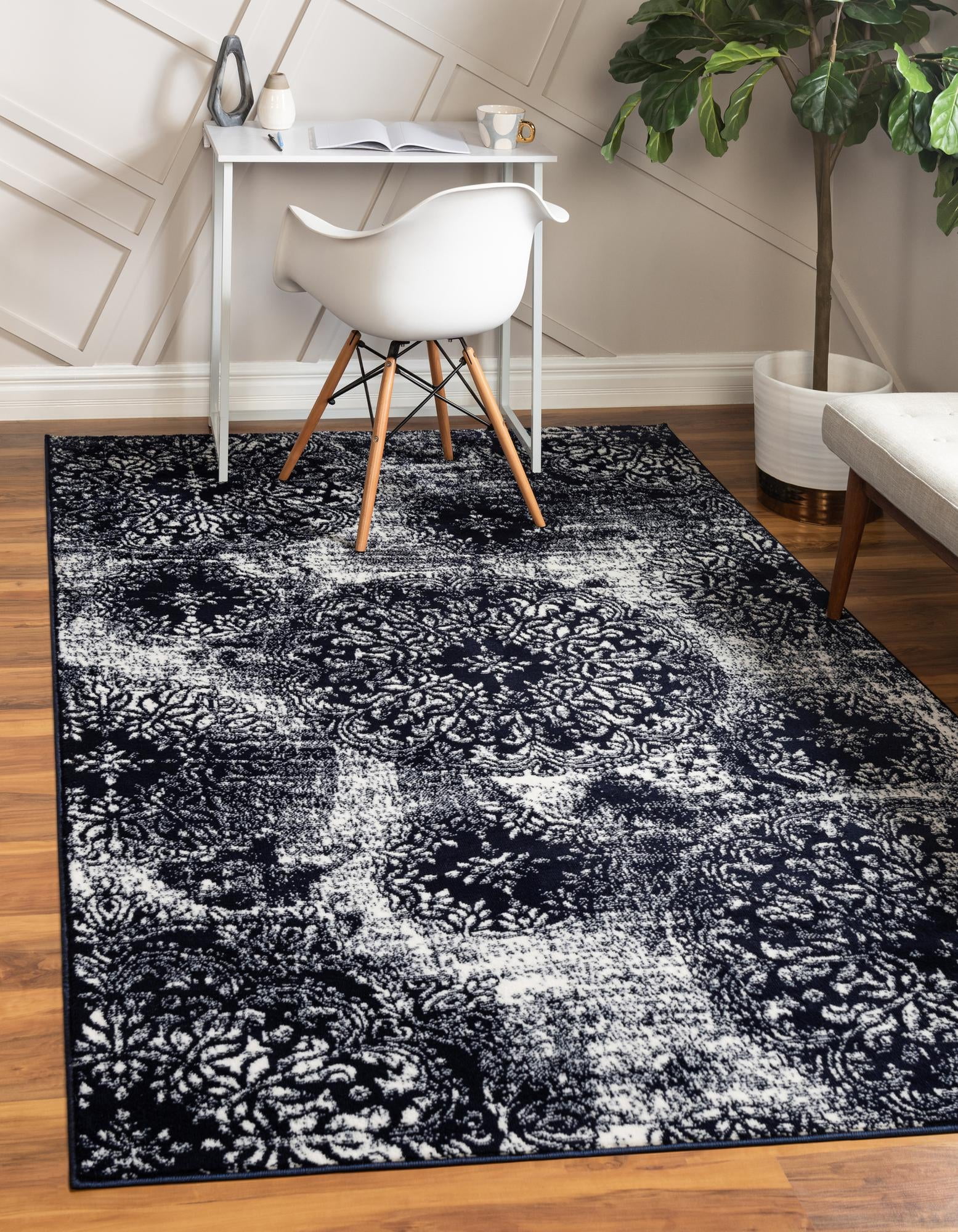 Rugs.com Monte Carlo Collection Rug – 6' x 9' Navy Blue Medium Rug ...