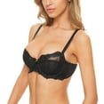 Wingslove Womens Sexy Lace Balconette Push Up Bra Plus Size Sheer