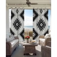 Black Aztec Blackout Curtains, Light Blocking Print Window Curtains ...