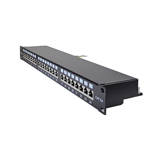 Cat6A Shielded 24 Port Network LAN Patch Panel 1U Rackmount 110 ...