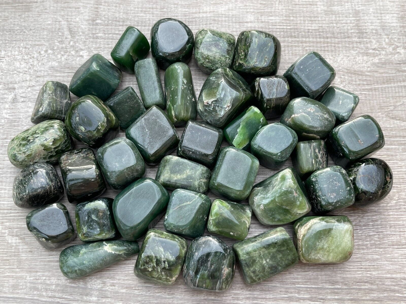Nephrite Jade Tumbled Stones, 1-1.5 Inch Nephrite Jade Crystals ...