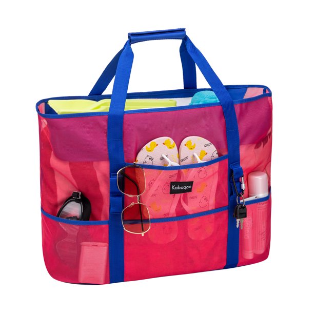 KABAQOO Women Extra Large Beach Bag Shop Grocery Bags Picnic Mesh Tote ...