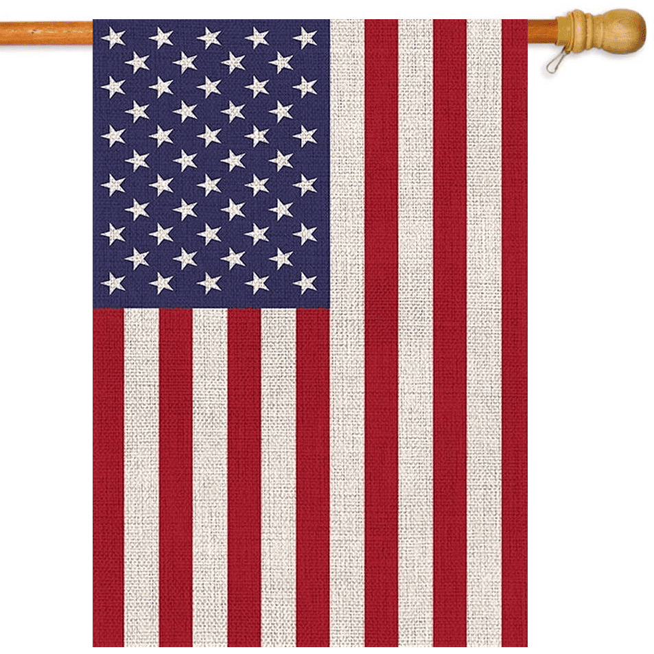 American House Flag 28x40 Double Sided, Burlap Large Decorative ...