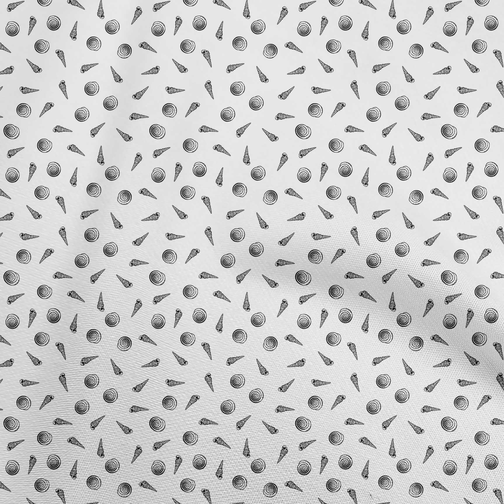 oneOone Cotton Flex White Fabric Sea Shells Sewing Material Print ...