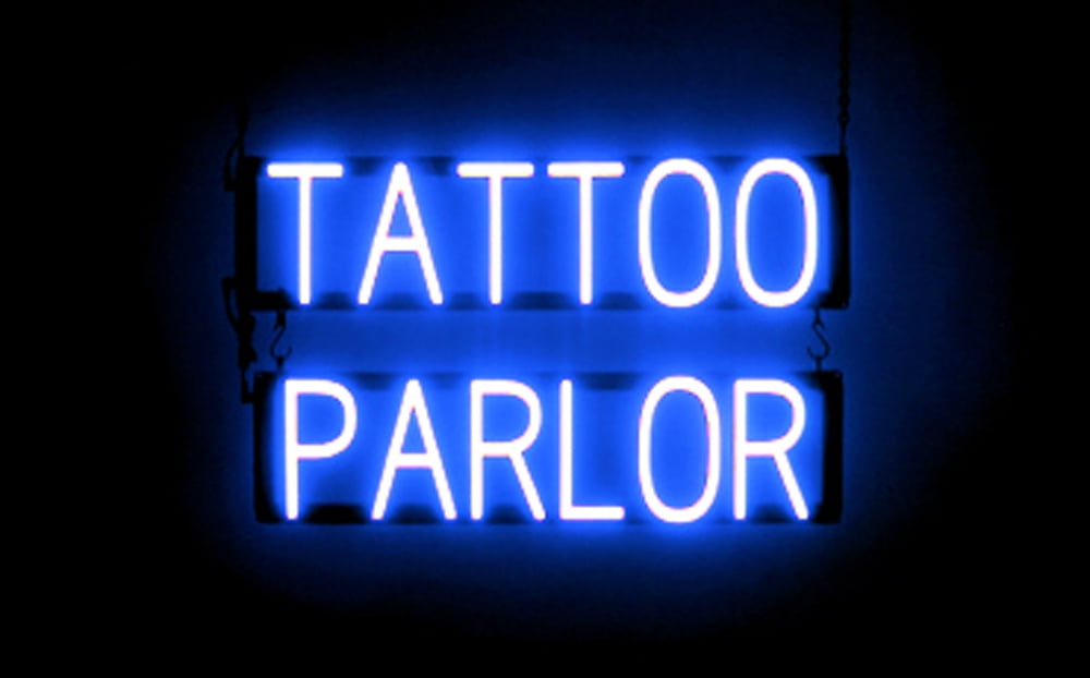 SpellBrite TATTOO PARLOR LED Sign for Business. 24.1" x 15.0" Blue ...