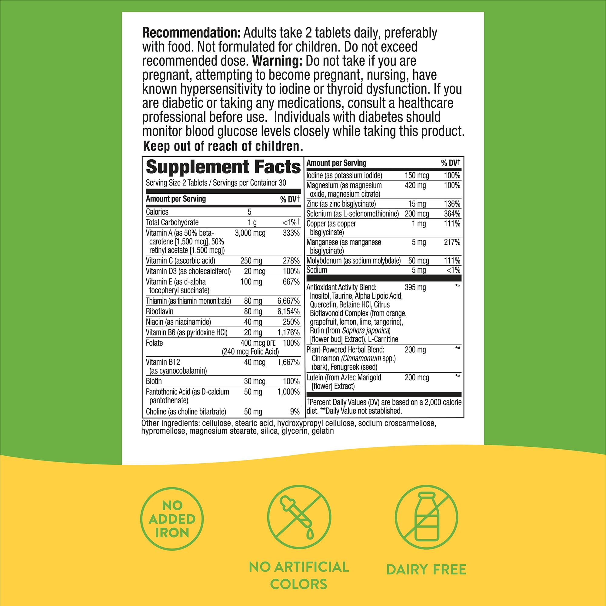 Alive! Diabetic Multivitamin, Nutritional Support for Adults with ...