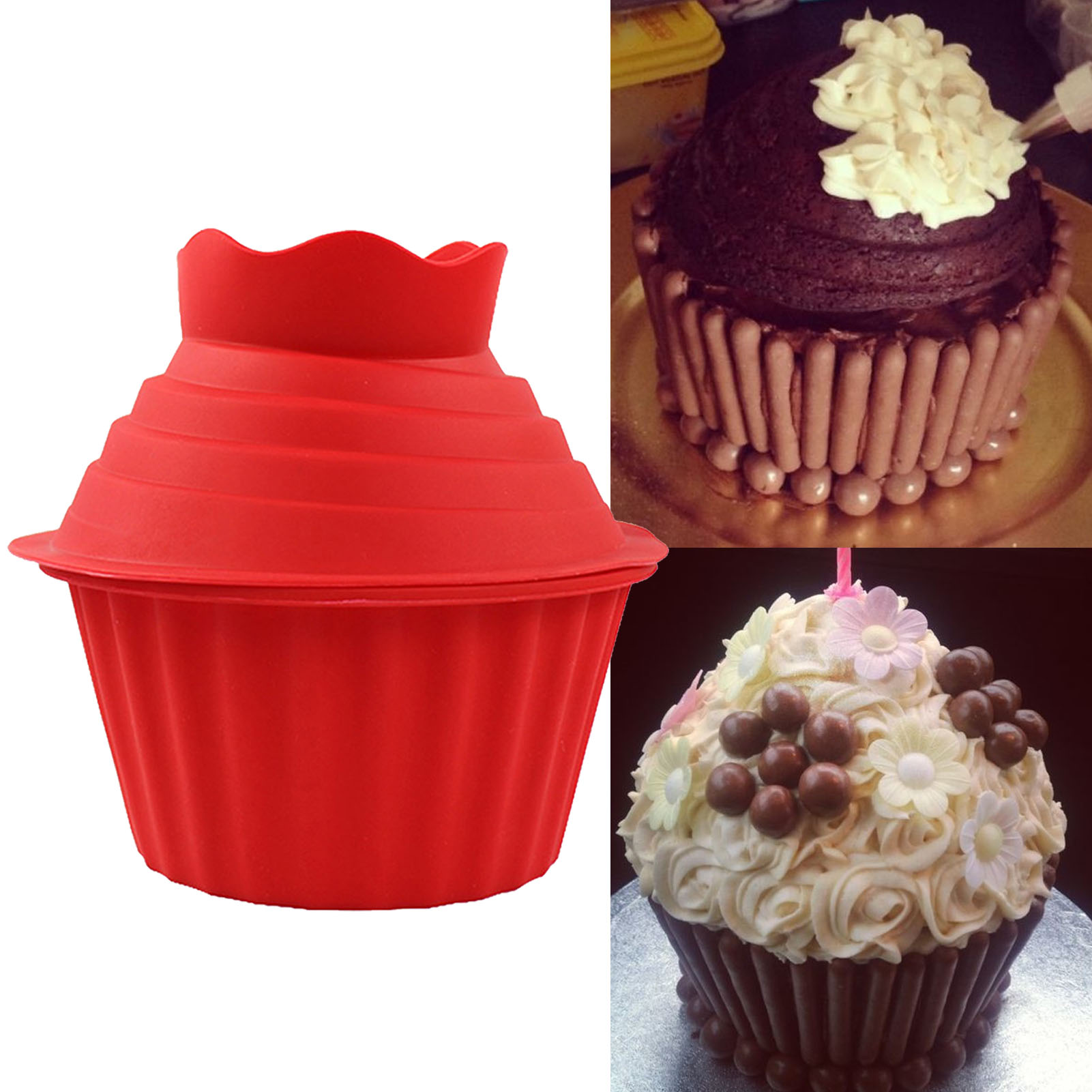 3 Pack Giant Big Silicone Cupcake Cake Mould Top Cupcake Bake Set 3 Pack Giant Big Silicone Cupcake Cake Mould Top Cupcake Bake Set
