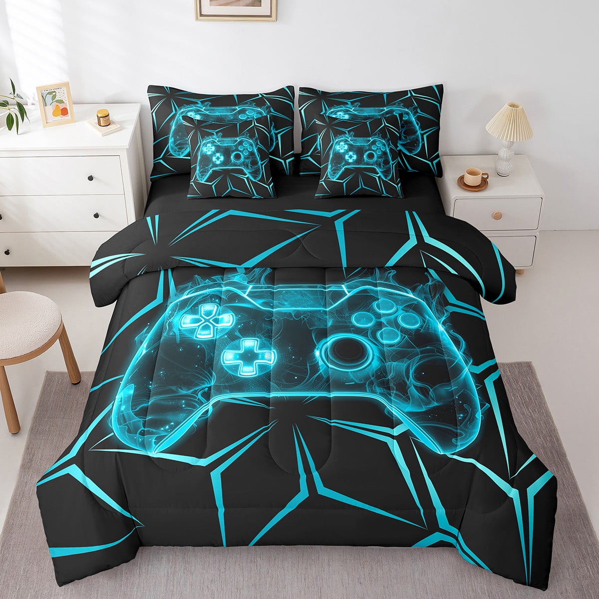 Click here for Erosebridal Neon Gamepad Bed In A Bag Queen Size... prices