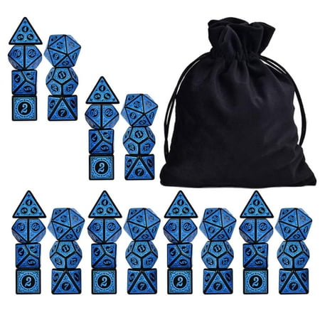 Polyhedral Set D4-D20 with for DND Board Game Bar Toys Blue | Walmart ...