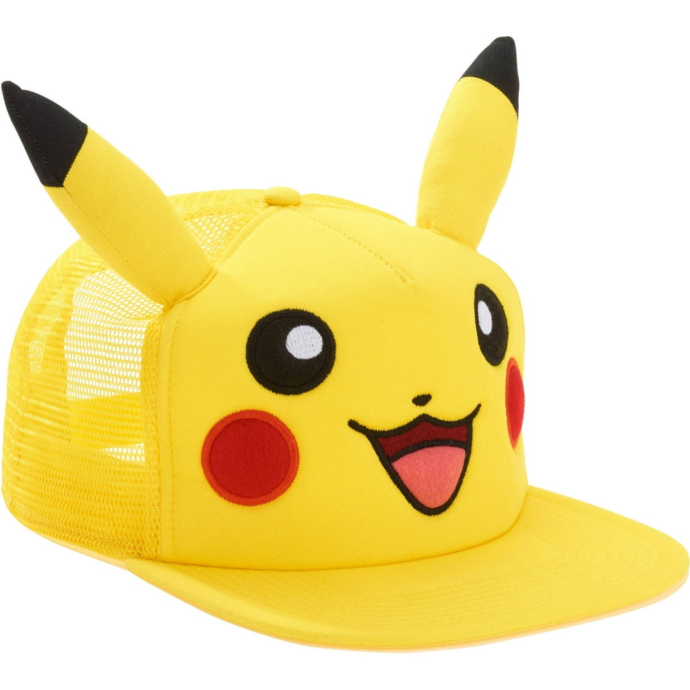 Pokémon - Pikachu Snapback Trucker Hat with Embroidered Pikachu Face ...