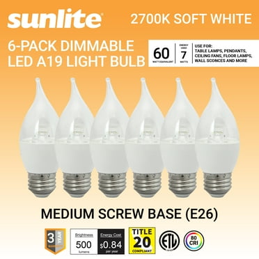 Sunlite LED G16.5 Bulb, 5W (40W Eq.), E12 Base, Dimmable, Frost, 3000K Warm, 6-Pack - Walmart.com
