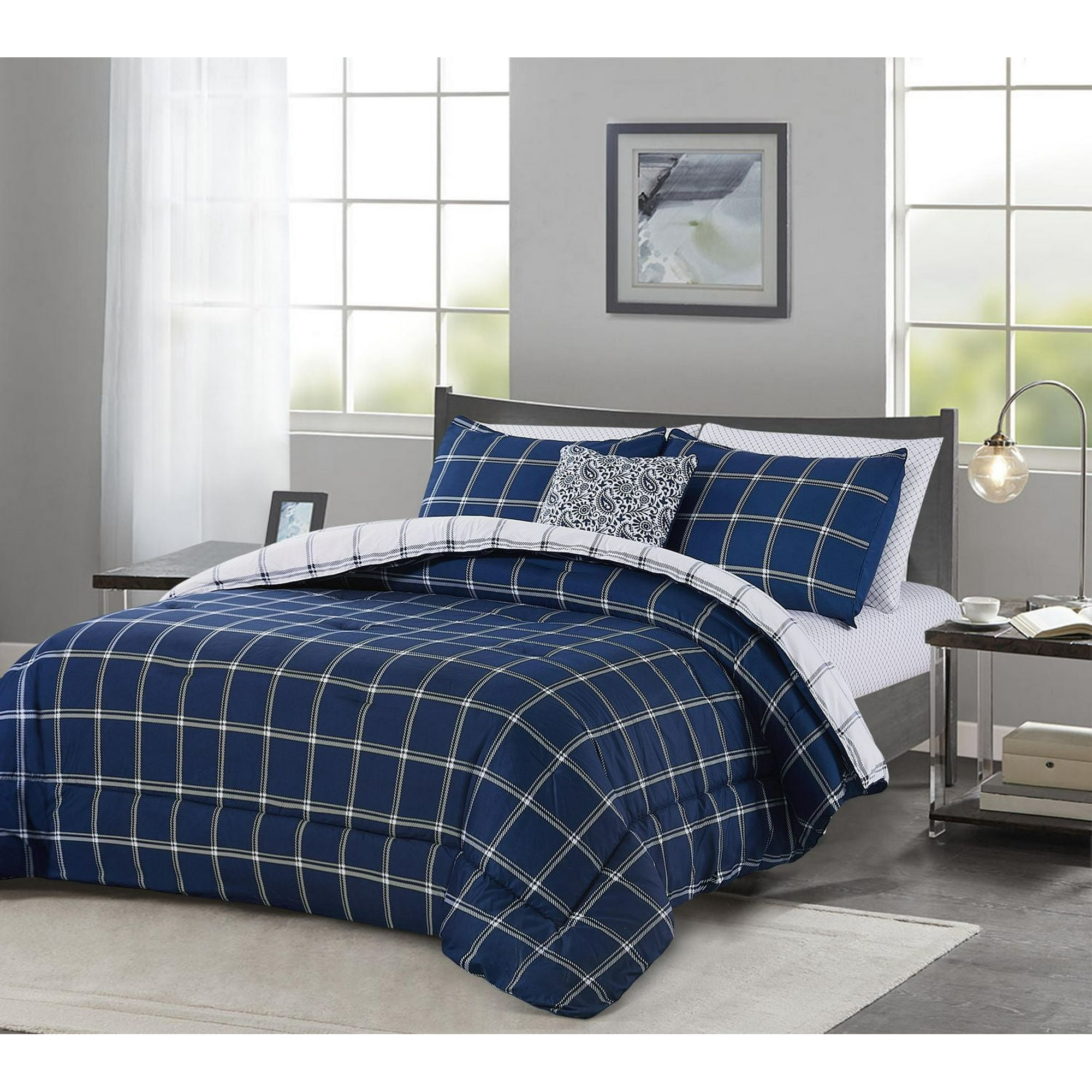Click here for Chaps 8-Piece Plaid Bedding Comforter Set - Bed In... prices