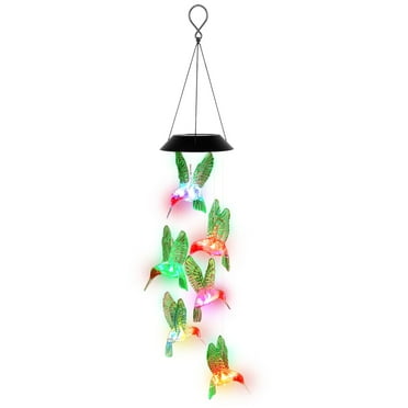 LINKPAL Hummingbird Solar Color-Changing LED Hanging Lamp, Wind Chime ...