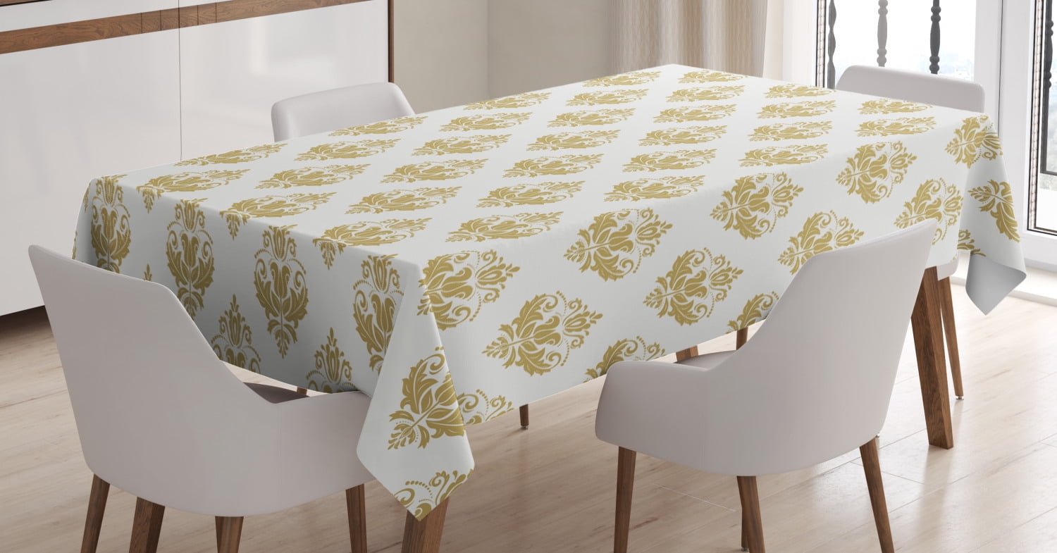 Damask Tablecloth, Traditional Motif Classic Damask Style Oriental and ...